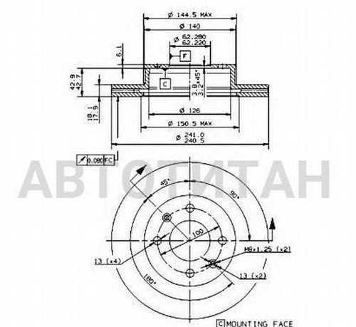 Диск тормозной передний 09.9503.10 Hyundai i10 (BA
