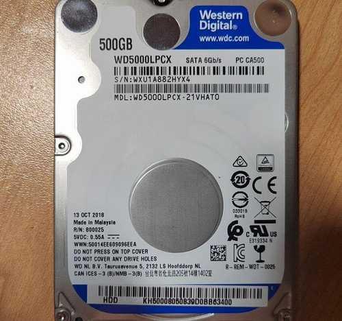 Жесткий диск 2.5 HDD 500Gb WDC