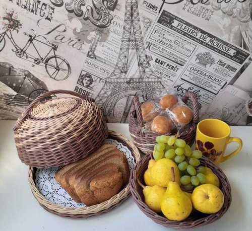 Плетеная хлебница,фруктовница, корзинка ушастик