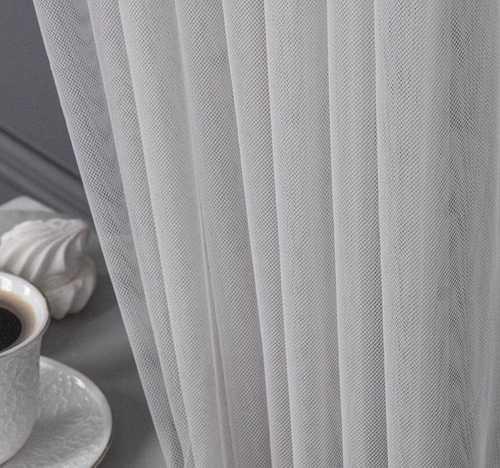 Тюль Ирис светло-серый готовый на окна пошив