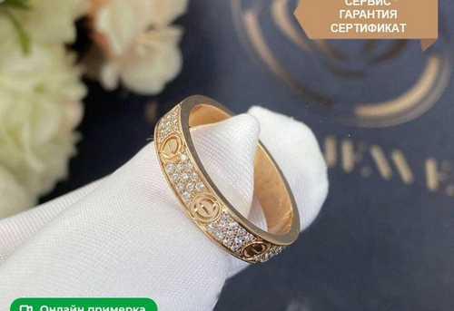 Золотое кольцо Cartier Love, бриллиантовое паве 0
