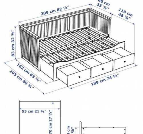 Кровать кушетка IKEA хемнэс белая