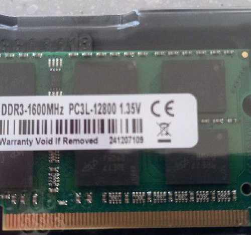 Новая Оперативная память ddr3 8 gb sodimm 1600