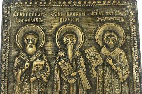 Старинная Икона Три святителя Богослов Великий