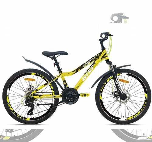 Велосипед подростковый Aist Rocky Junior 2.1 d-24 3x7 (2024) 13" желтый QR