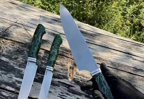 Набор кухонных ножей "Green" м390 акриловый камень