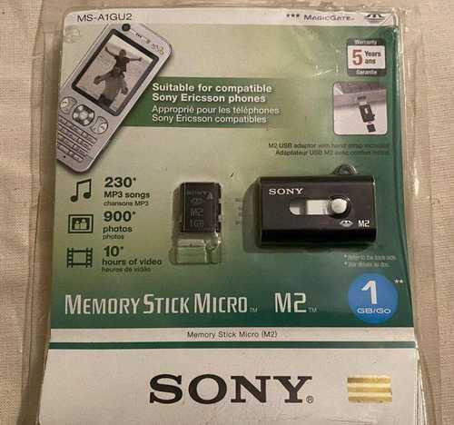 Карта памяти m2 sony 1 gb с переходником на usb