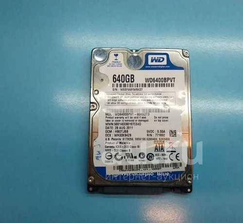 Б/У жесткий диск HDD 2.5" WD 640Gb