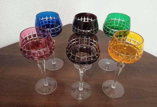 Комплект бокалов фужеров цветное стекло