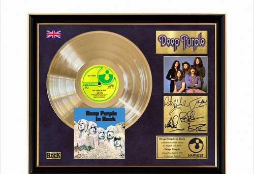 Deep Purple золотой винил в рамке с автографами