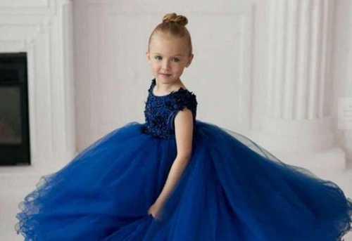 Платье для девочки синее нарядное на праздник