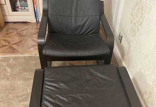 Кресло шезлонг IKEA Поэнг с банкеткой для ног