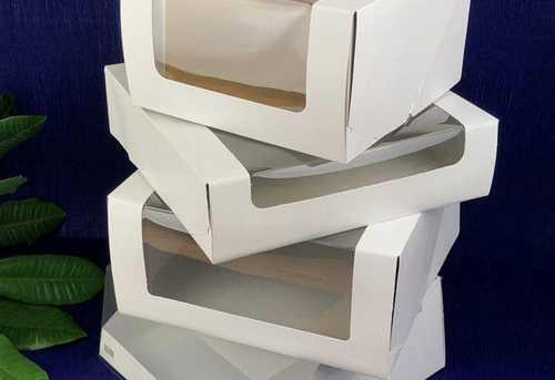 Коробки для тортов с окном белые