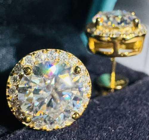 Муассанит серьги винтовые пусеты 2 ct 4ct