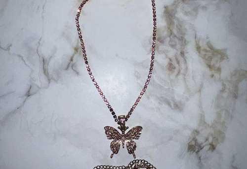 Ожерелье, цепочка бабочка, браслет