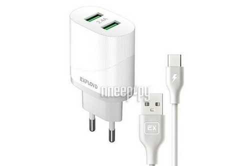 Exployd Easy Type-C - 2хUSB 2.4A White EX-Z-1439