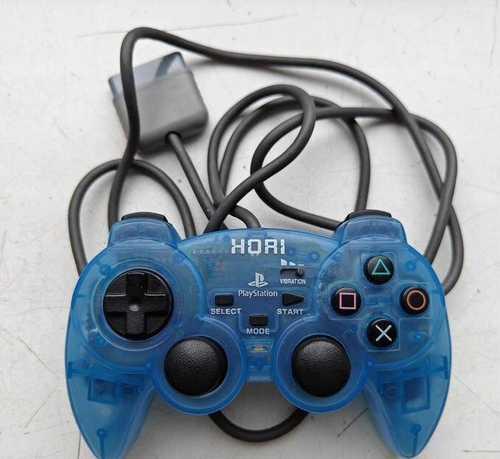 PS1/2 HoriPad Analog Vibro Controller Clear Blue