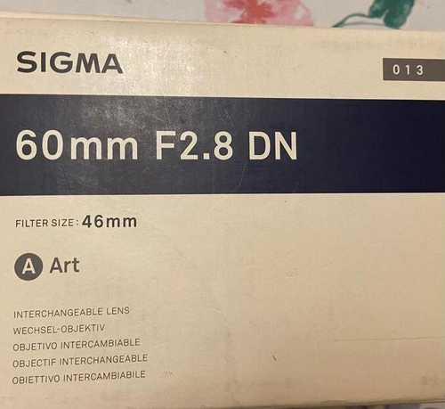 Объектив Sigma DN 60 mm f/ 2.8 для m4/3