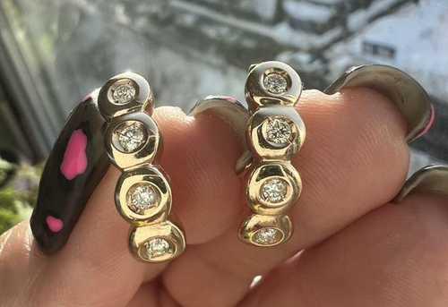Золотые серьги с бриллиантами полуконго 750пр