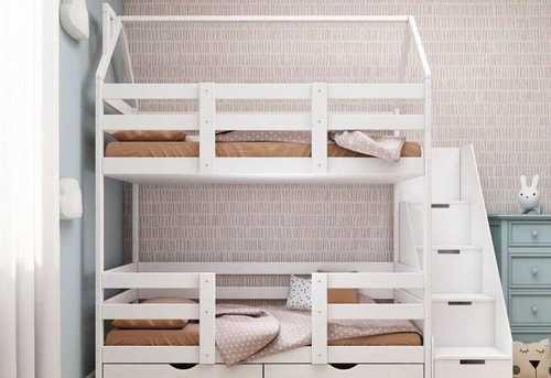 Двухъярусная кровать / детская кровать с бортиком