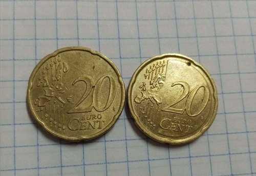 Монеты 1 цент 1981г,20цент 2002г, 2007г