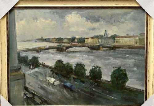 Картина Ленинград Дворцовый мост к.м. 70х50см СССР