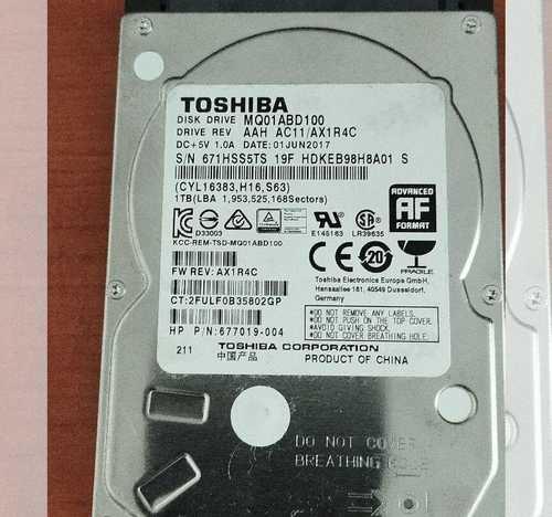 Жёсткий диск 1 тб Toshiba