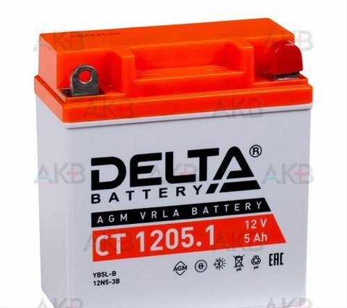 Мото аккумулятор Delta CT 1205.1 5Ач 65А (120x61x1