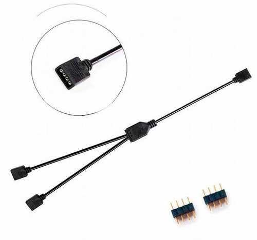 RGB разветвитель 1 в 2 черный 12v 4pin 30см