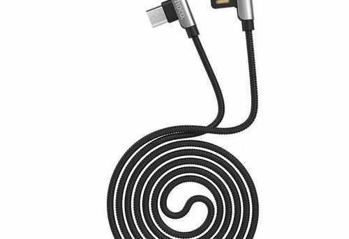 Черный кабель USB 2.4A - micro USB 1.2м угловой