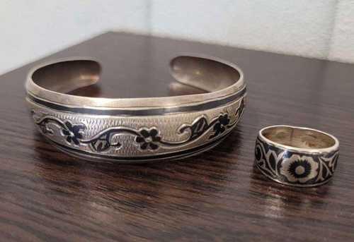 Серебряный браслет и кольцо