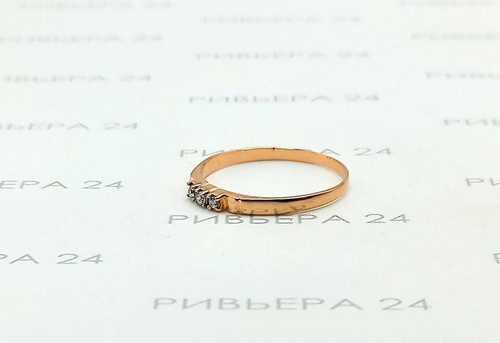 Золотое кольцо с фианитами 585 пробы 1.11 грамм