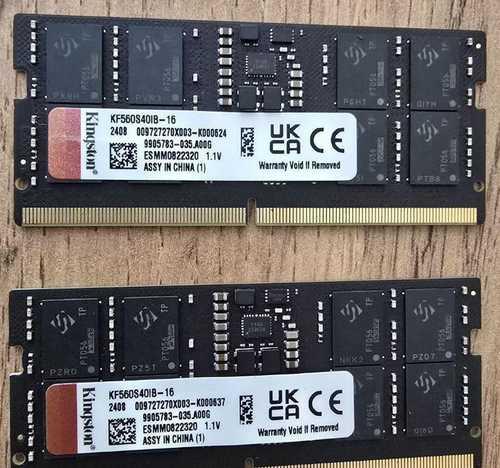 Оперативная память ddr5 sodimm 16gb - 2 шт