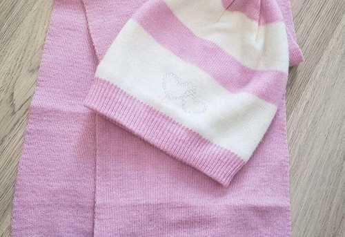 Шапка и+шарф нежно-розовый комплект для девочки
