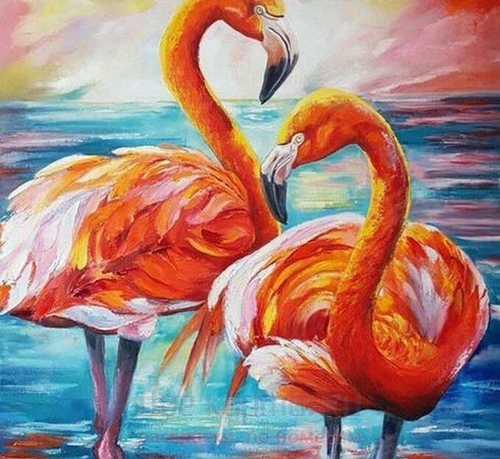 Алмазная мозаика 40x50 Красочные фламинго