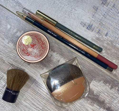 Кисточка Estee Lauder, Maybelline + румяна, каранд