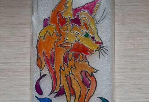 Чехол "Солнечная кошка" ручная роспись