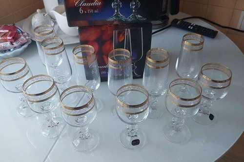 2 набора бокалов для шампанского и вина Чехия