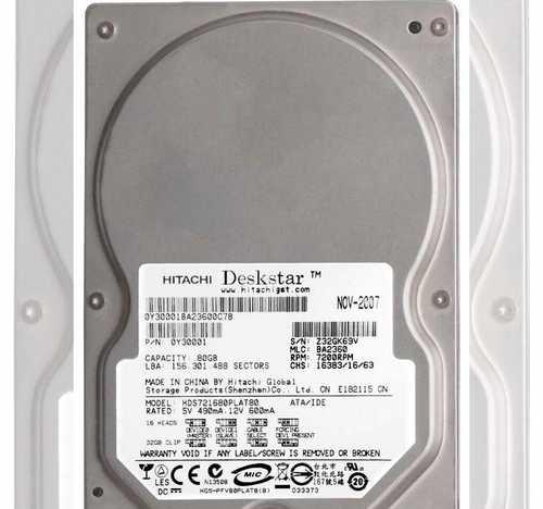 Жесткий диск Hitachi HDS721680plat80 82Gb 7200 IDE