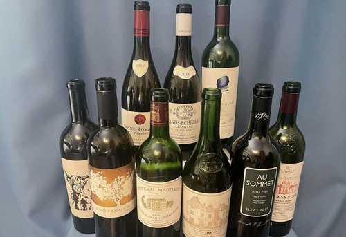 Пустые бутылки из под элитного вина
