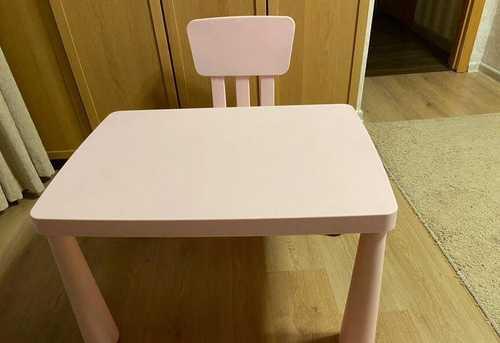 Детский стол и стул Икея Маммут розовый