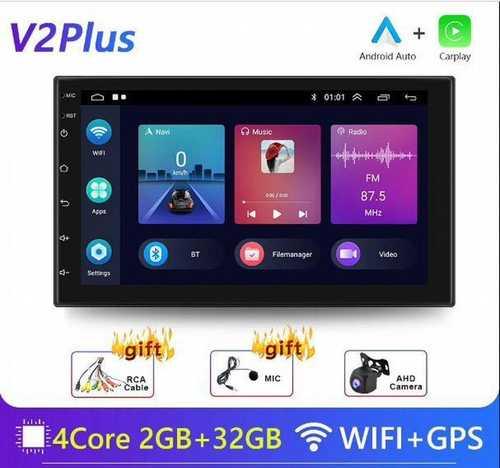 Автомагнитола 2din с GPS. Android 11. 4 ядра