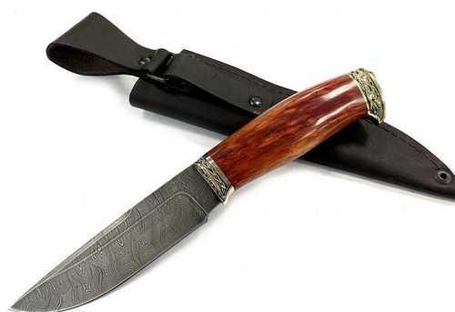 Нож Соболь, дамасская сталь, стаб. карельская бере