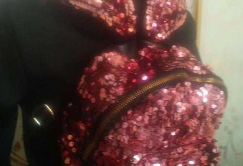 Рюкзак женский в розовых паетках