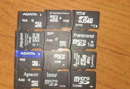 Карты памяти MicroSD 4/2/1/512