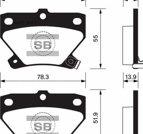 Sangsin brake SP2044 Колодки тормозные задние Toyota Celica 1999/Corolla 2000/prius 1.5 2000/yaris