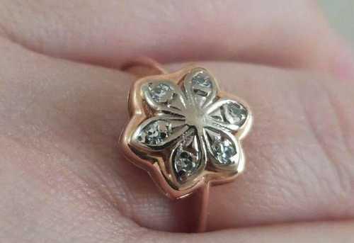 Золотое кольцо с бриллиантом 585 СССР