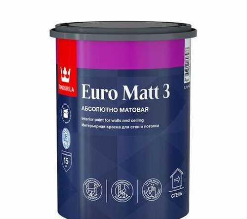 Краска "euro matt-3" 0,9 Л (1/6) интерьерная "тикк