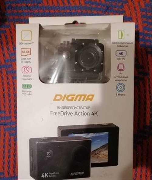 Видеорегистратор digma FreeDrive Action 4K новый