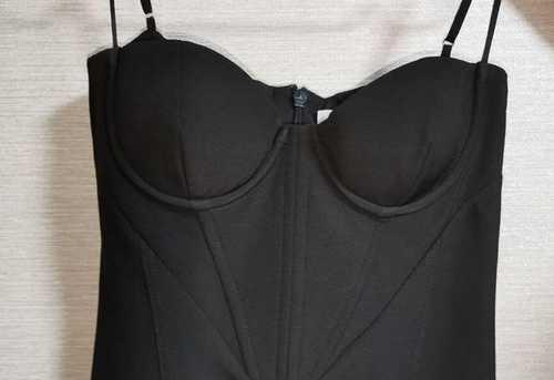 Вечернее черное платье с корсетом 42 размера